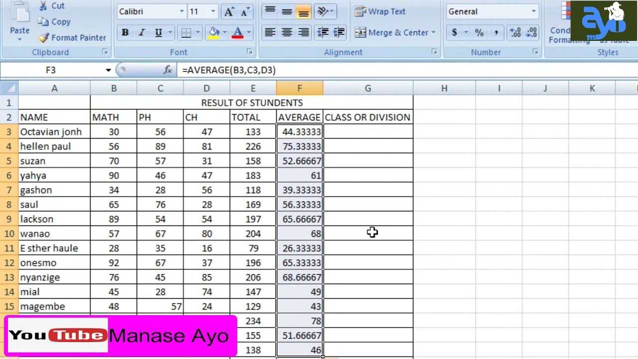 JINSI YA KUTAFUTA TOTAL, AVERAGE NA GRADE KATIKA EXCEL - YouTube