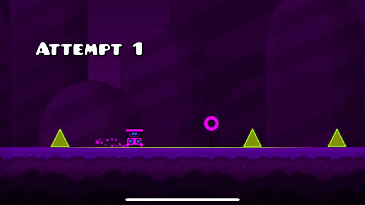 Finishing the first level of geometry dash (First try) - YouTube