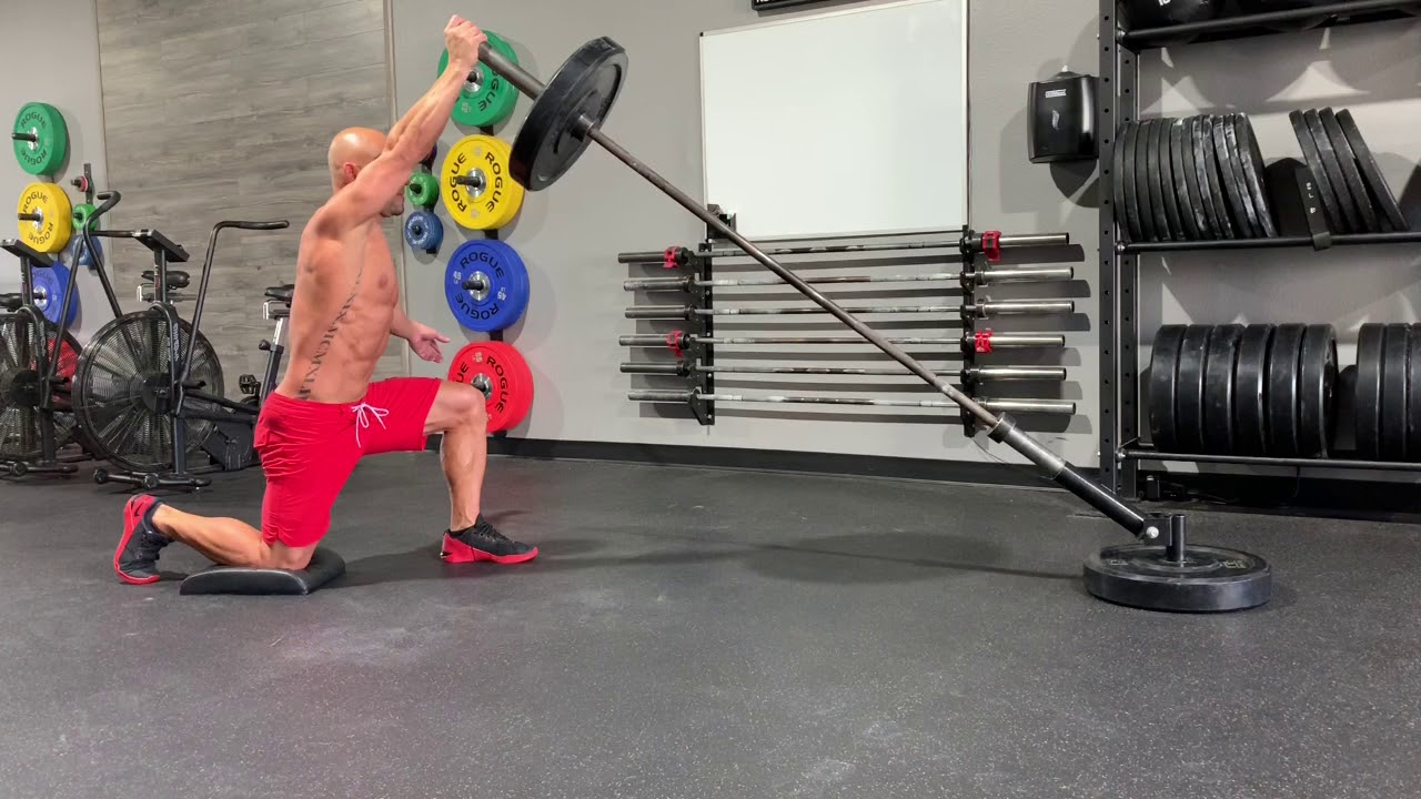 Half kneeling single arm landmine press - YouTube