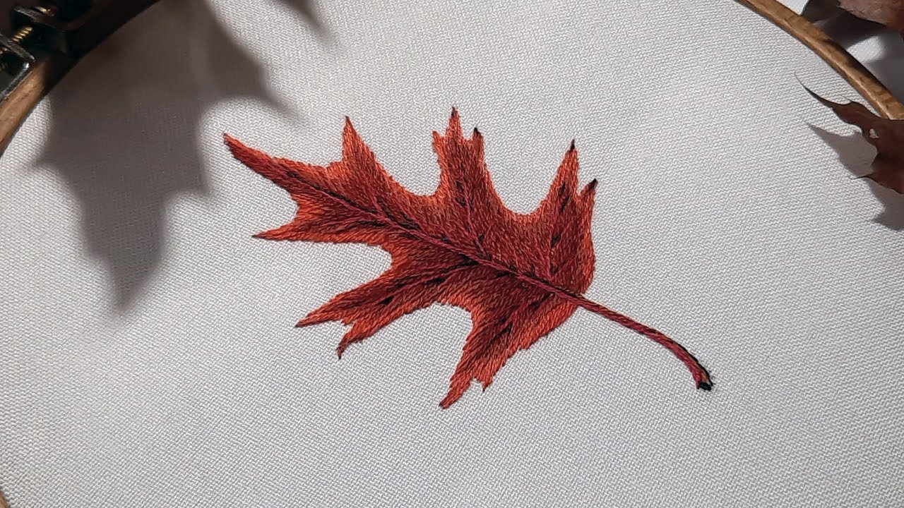 How to Embroider a Red oak Leaf: A Simple Step-by-Step Tutorial - YouTube