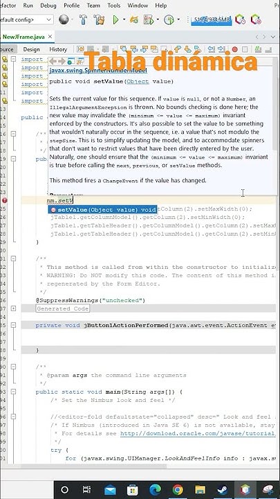 Tabla dinámica en java con spinner - YouTube