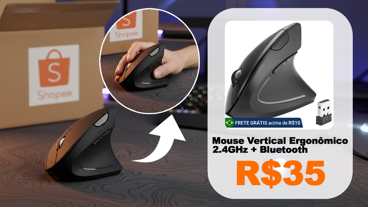 Comprei um MOUSE ERGONÔMICO da Shopee (Vale a Pena?) - YouTube