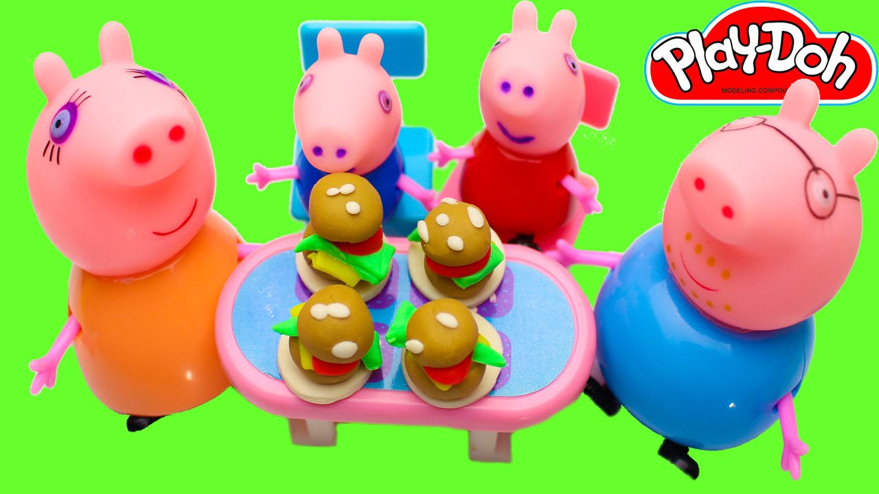 Play Doh How to Make Breakfast for Family Peppa Pig FAST FOOD!! - YouTube