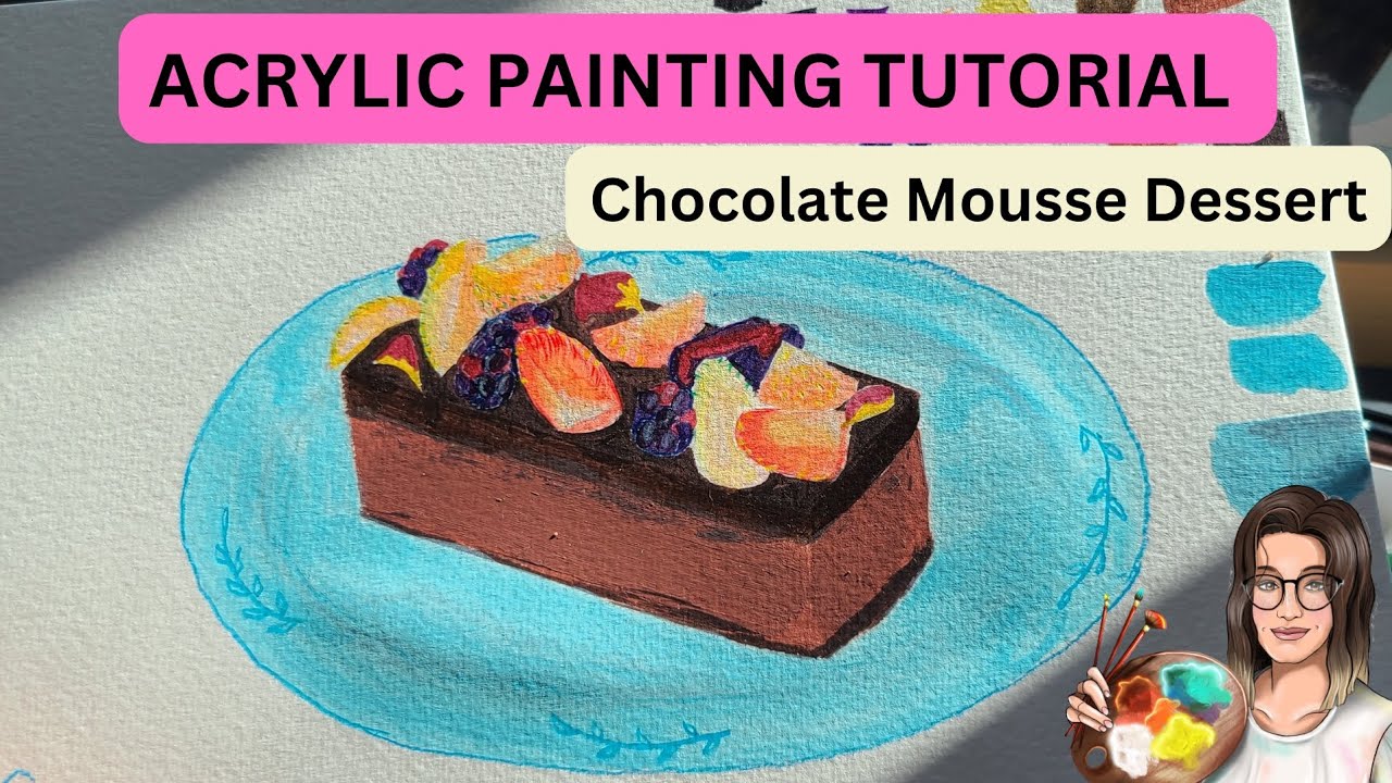 Chocolate Mousse Dessert Painting With Acrylic (Acrylic Painting Tutorials For Beginners) - YouTube