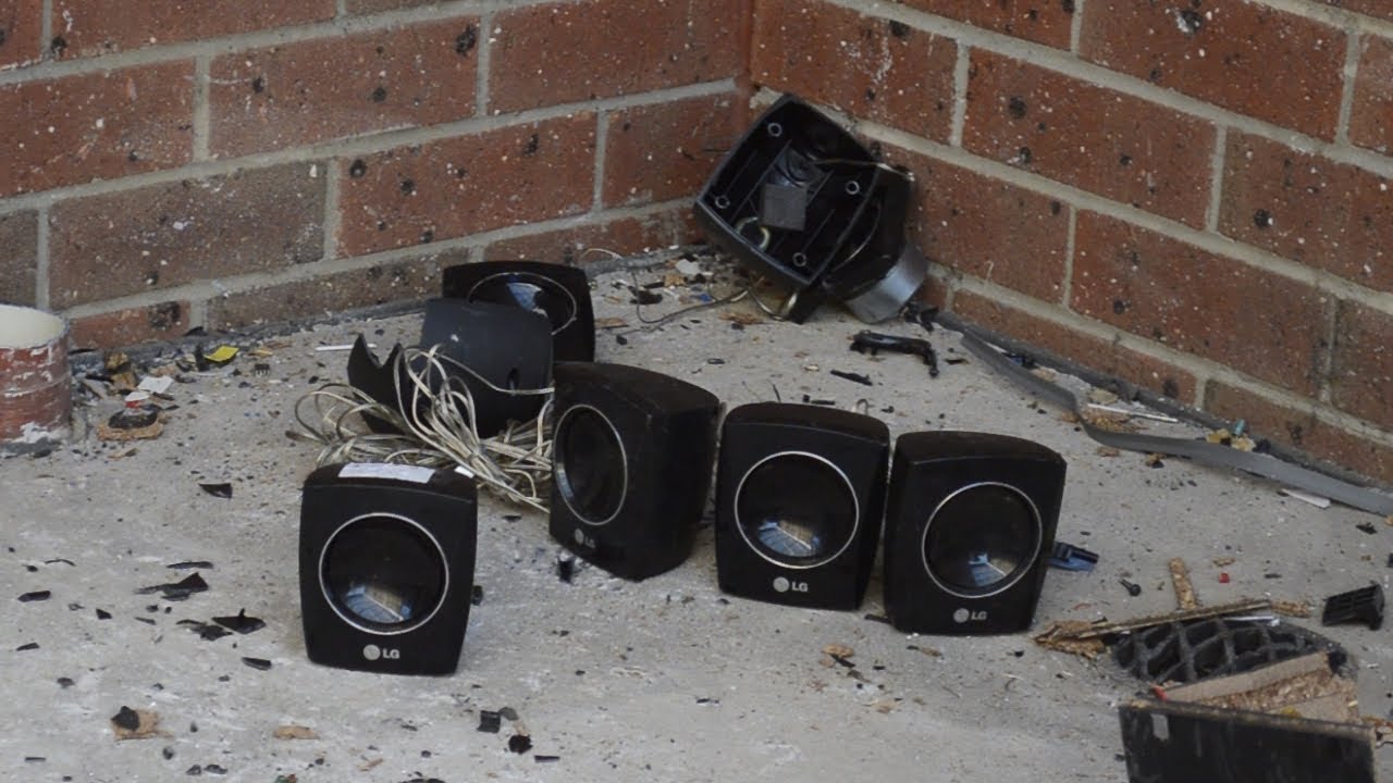 Smashing an LG SH33SU-S Satellite Speaker System - YouTube