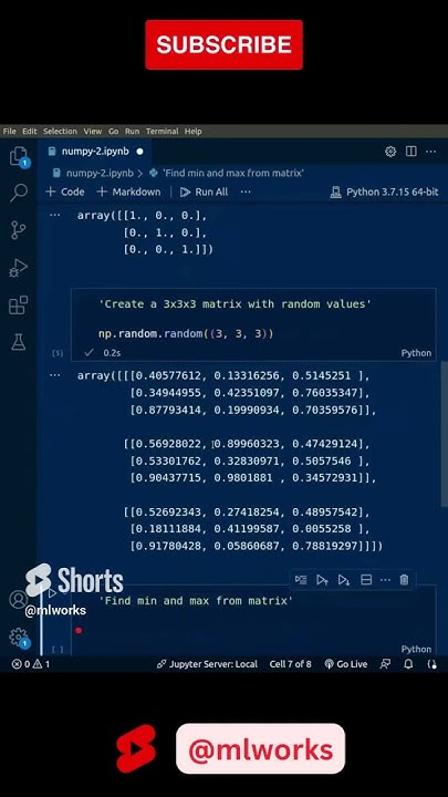 Numpy I Matrix | Identity Matrix | Min and Max #shorts - YouTube