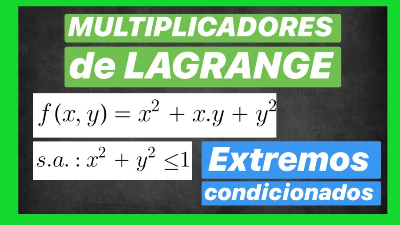 Método de Lagrange para extremos condicionados (Ejemplo 1) - YouTube