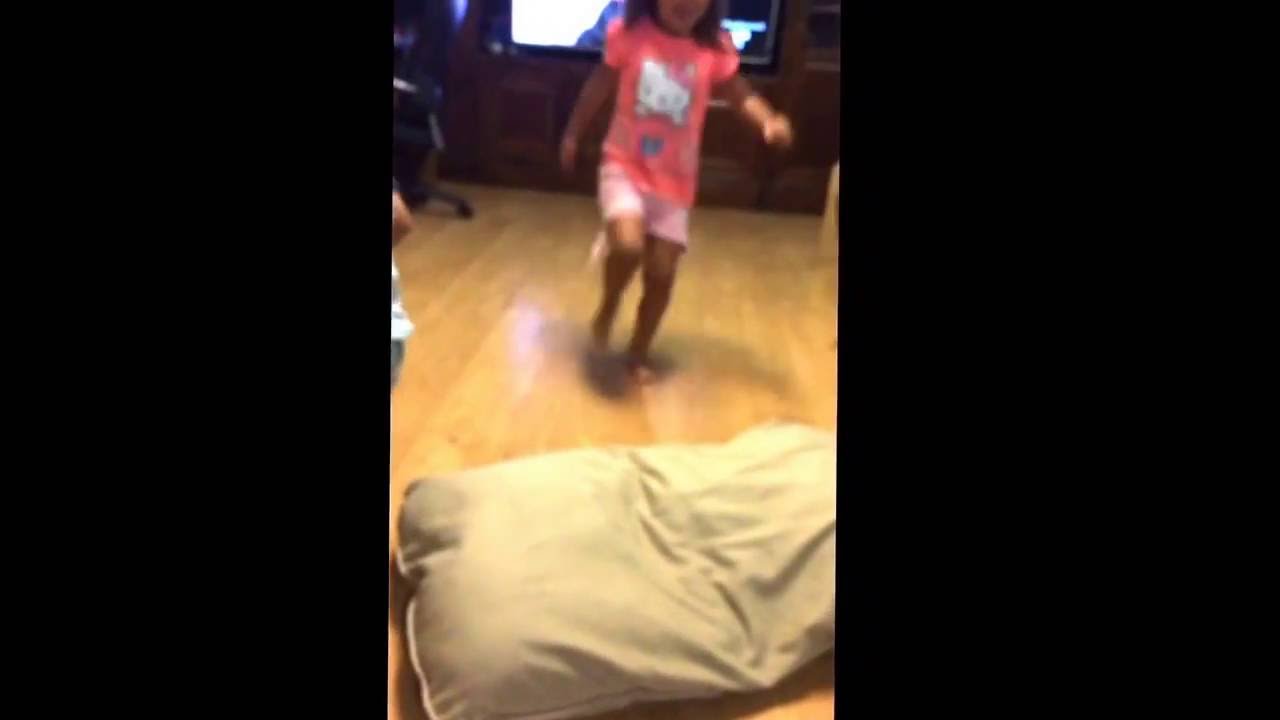 Trying to jump over the pillow but fails - YouTube
