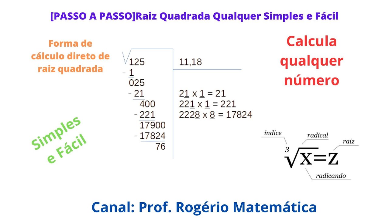  Passo A Passo Raiz Quadrada C lculo Simples E F cil YouTube