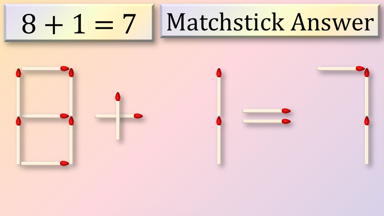 8+1=7 Matchstick Answer - Move 1 - YouTube