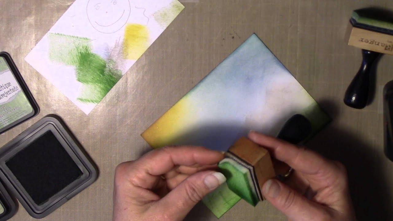 Basic background 101 with Tim Holtz distress ink and other stuff - YouTube