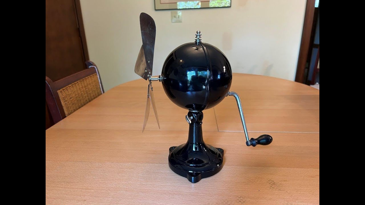 Heavy duty German clockwork mechanical fan - YouTube