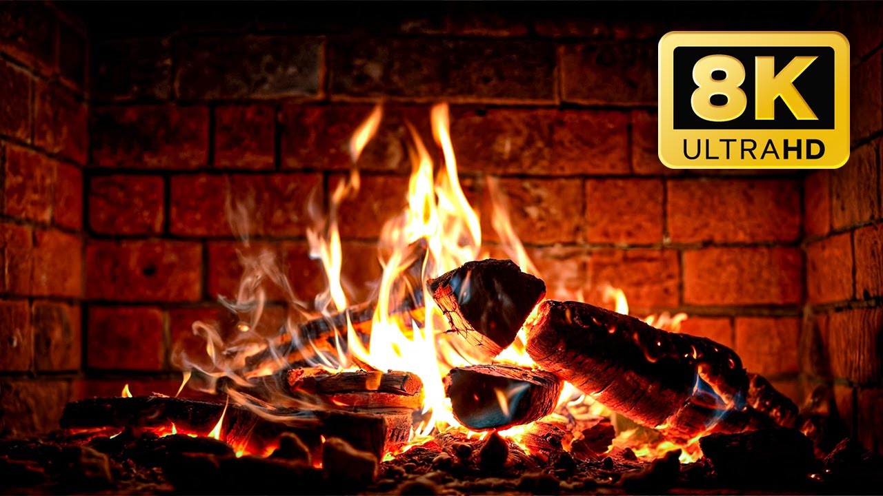 Cozy Fireplace Ultra HD 8K 🔥 Relaxing Fire Ambience for Stress Relief ...