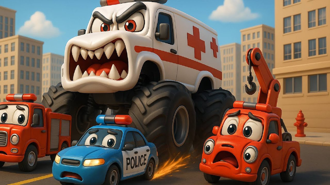 Battle of Police and Monster Ambulance! 🚑🚨 Who Wins? - YouTube