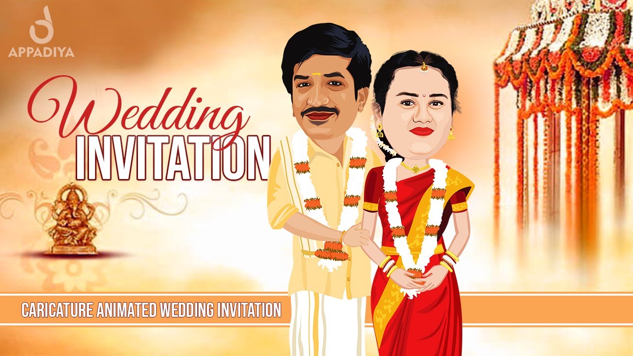 Custom caricature animation maker / Caricature wedding invitation Model ...
