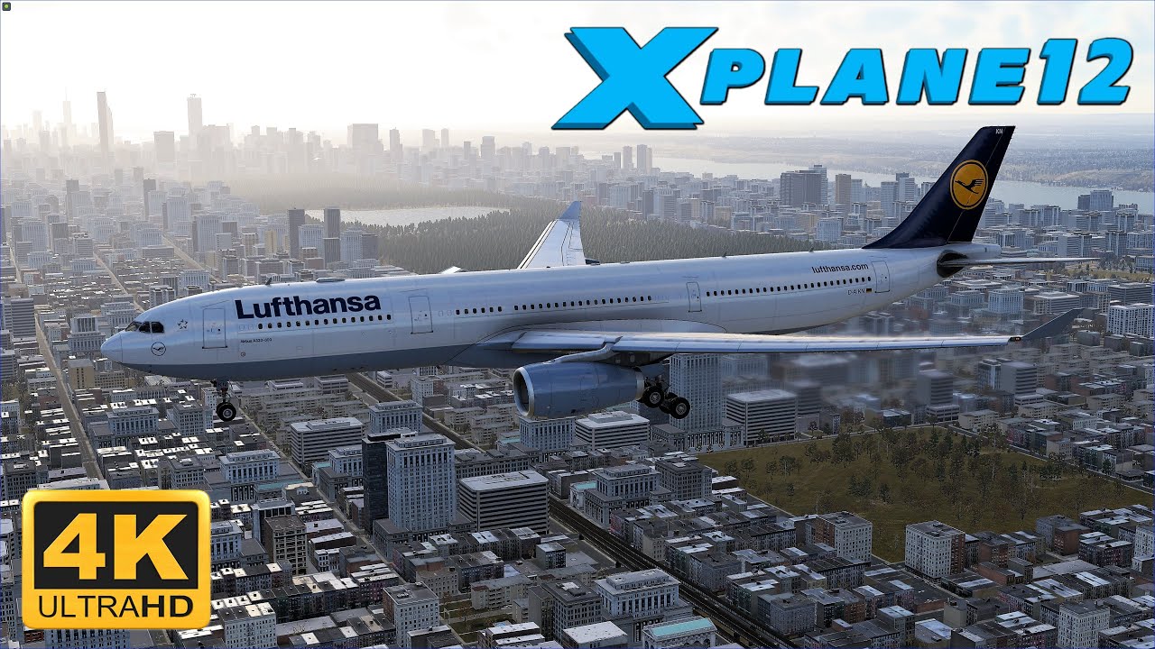 (4K) X-Plane 12 *BETA* - MAXIMUM GRAPHICS - A330 Dense City Landing At ...