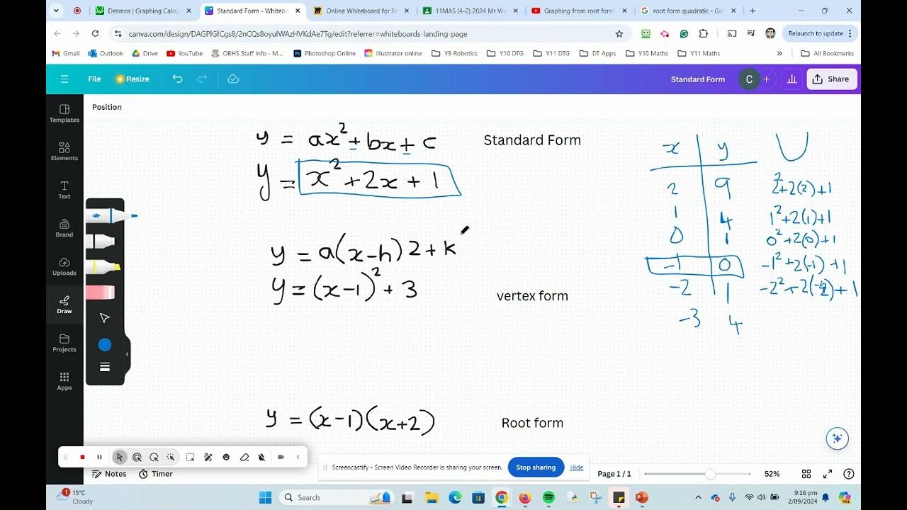 Graphing quadratic equations that are in standard form - YouTube