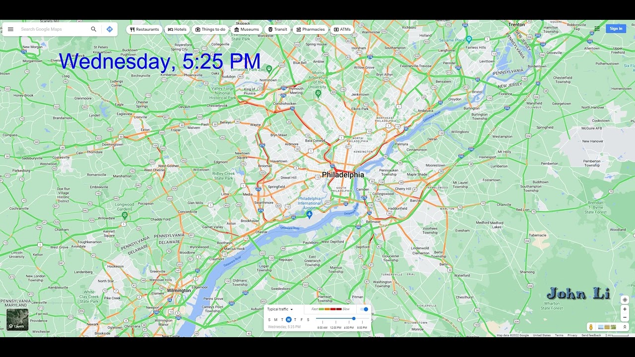 Philadelphia metropolitan area typical daily traffic by Google ...