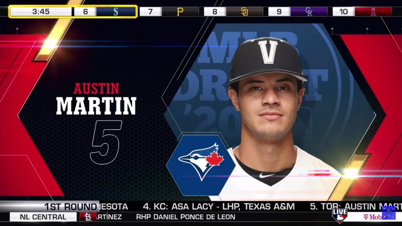 Toronto Blue Jays select Austin Martin from Vanderbilt with the 5th ...