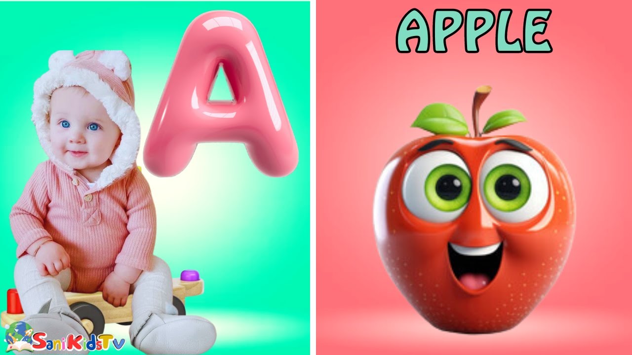 A For Apple I Phonics song I ABC Rhymes I ABC Alphabet Song Nursery ...