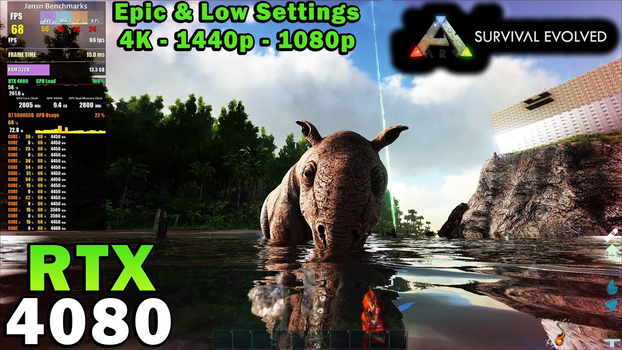 ARK: Survival Evolved | RTX 4080 | Ryzen 7 5800X3D | 4K - 1440p - 1080p ...