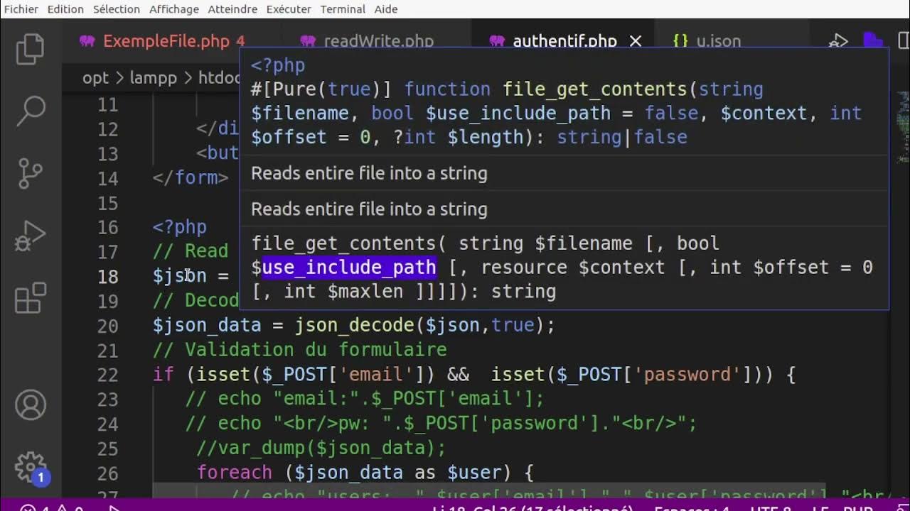 php vidéo 29 : read json file / Lecture d'un fichier json - YouTube
