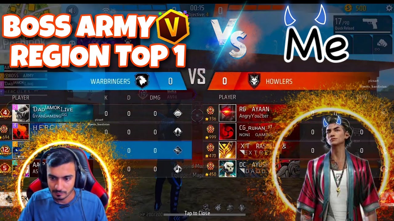 Boss army Angry 😡 Reaction on me region top 1🏆 #freefire#cgruhanyt# ...