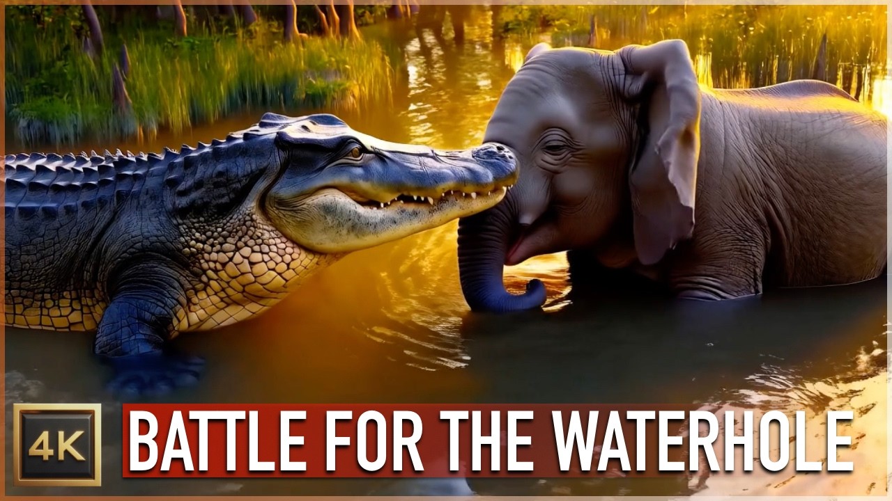 Elephant vs. Crocodile: Battle for the Waterhole | Full Documentary in ...