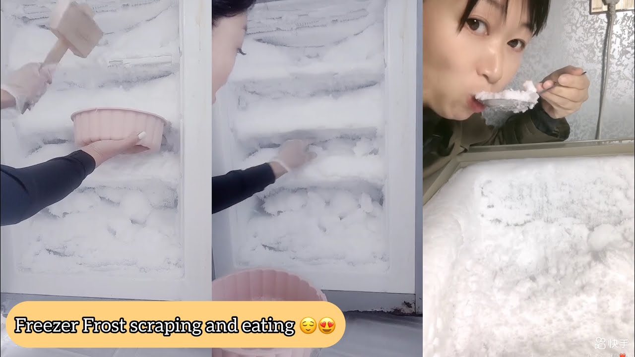 Frozen Freezer 😋 Freezer Frost Scraping and Eating 🤤🥰 Humidifier Frost ...