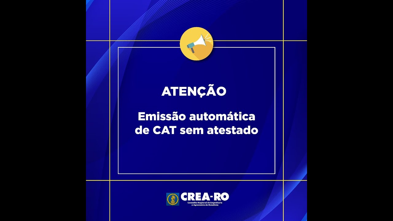 Emissão automática de CAT sem atestado CREA-RO - YouTube