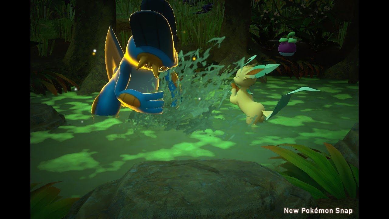 New Pokémon Snap: Leafeon plays with Swampert - YouTube