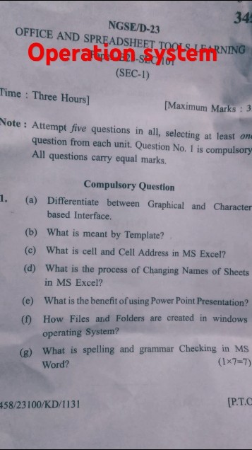 B.a first sem nep (Operating system sec question paper) kuk University ...