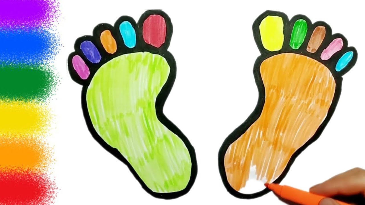 🎨 How to Draw Colorful Feets for Kids Toddlers Drawing, Pointing ...