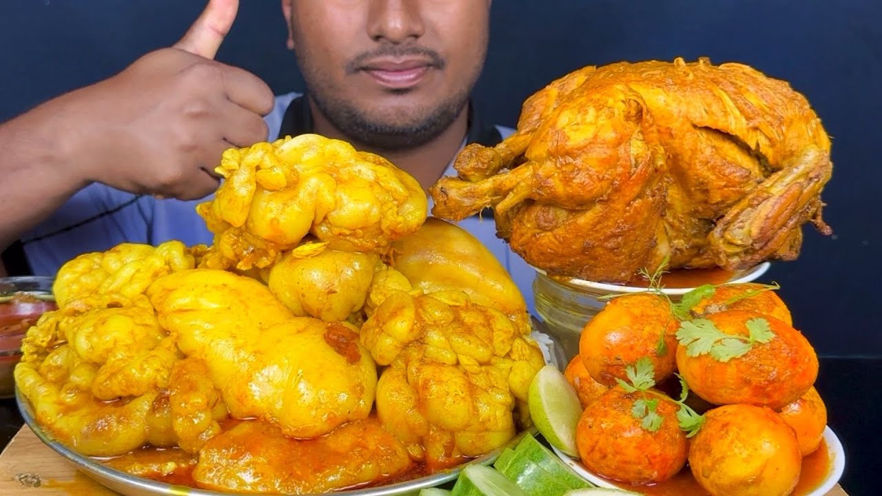 Eating Oily Mutton Fat Curry, Big Whole Chicken Curry, Spicy Egg Curry ...