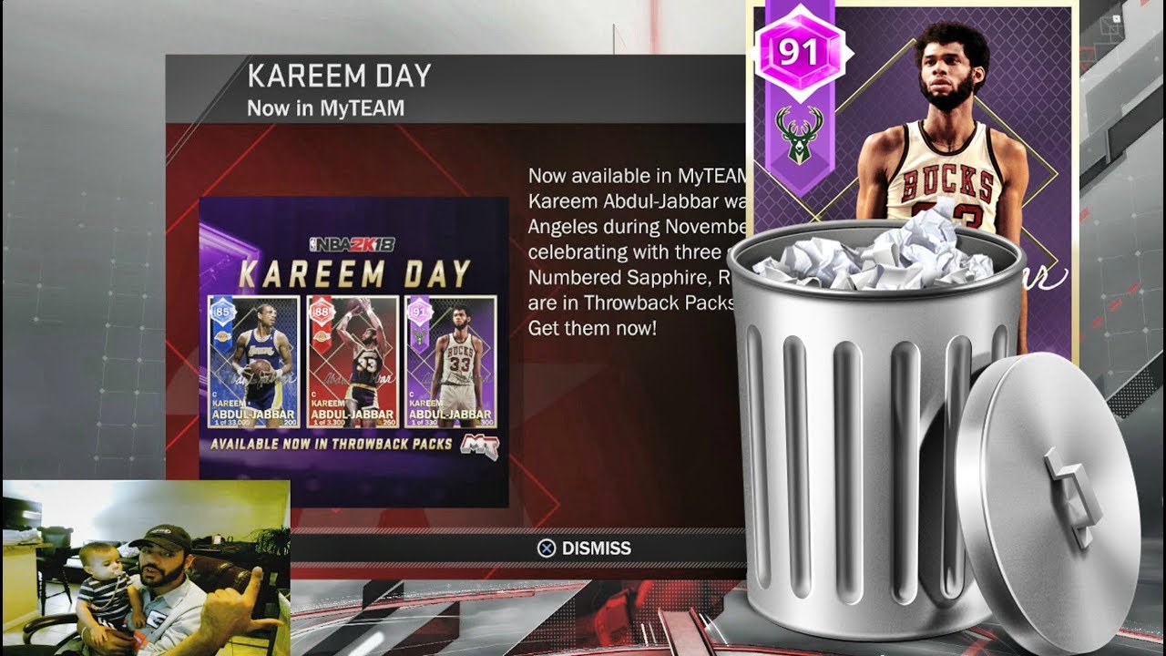 KAREEM DAY PACK ODDS ARE TRASH! Throwback Pack Opening on Nba 2k18 ...
