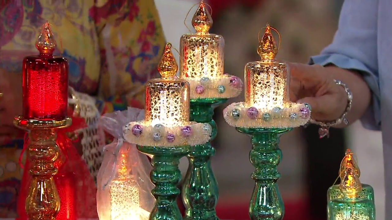 S/3 Vintage Bottlebrush Mini Candle Rings by Valerie on QVC - YouTube
