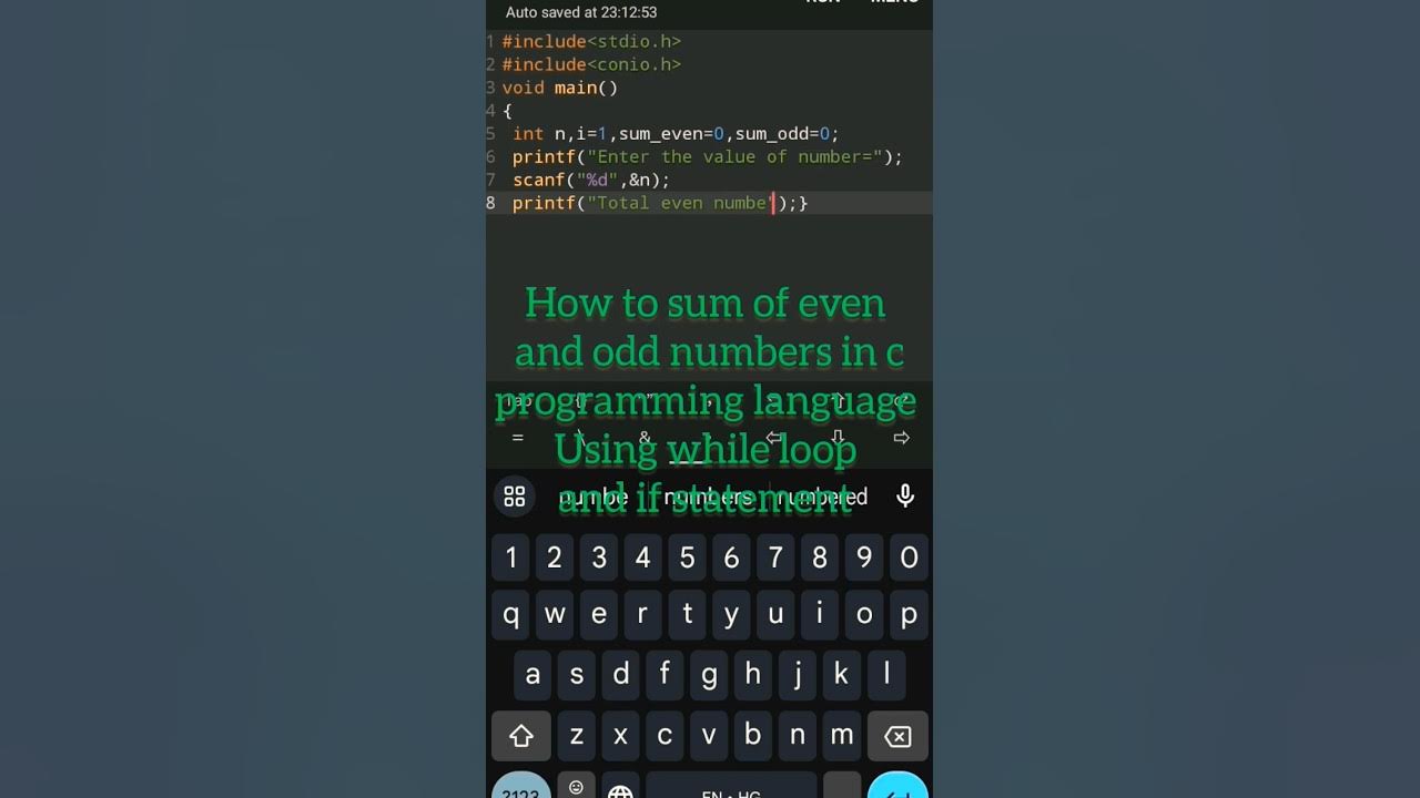 How to print sum of even and odd numbers in c programming language #viral #shorts#short# ...