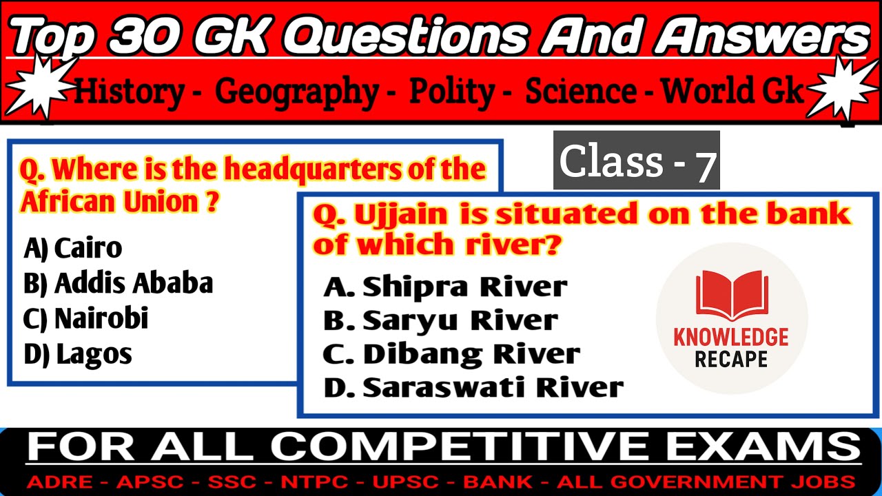 Top 30 India Gk | Multiple choice gk question answer | static gk for ...