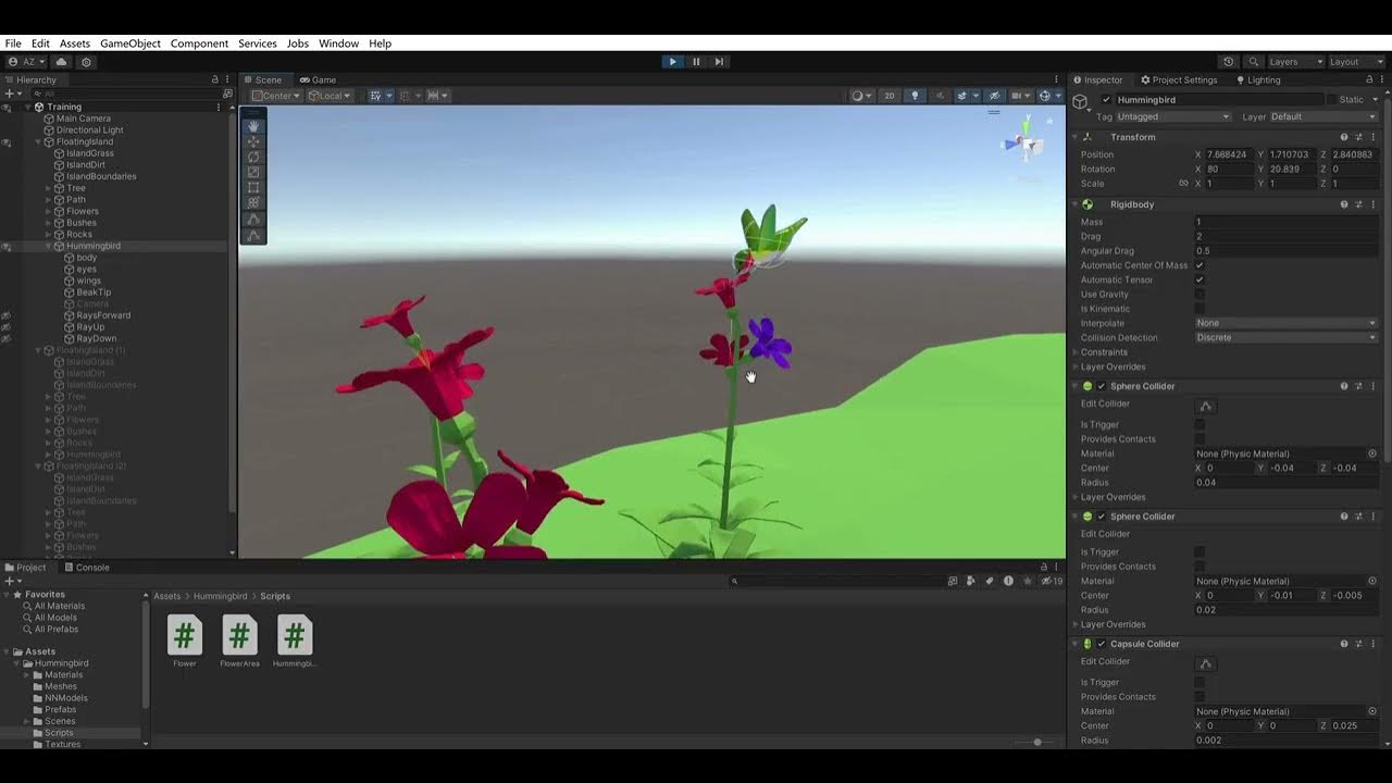 Humming Bird - A reinforcement learning experiment using ML-Agents in Unity - YouTube