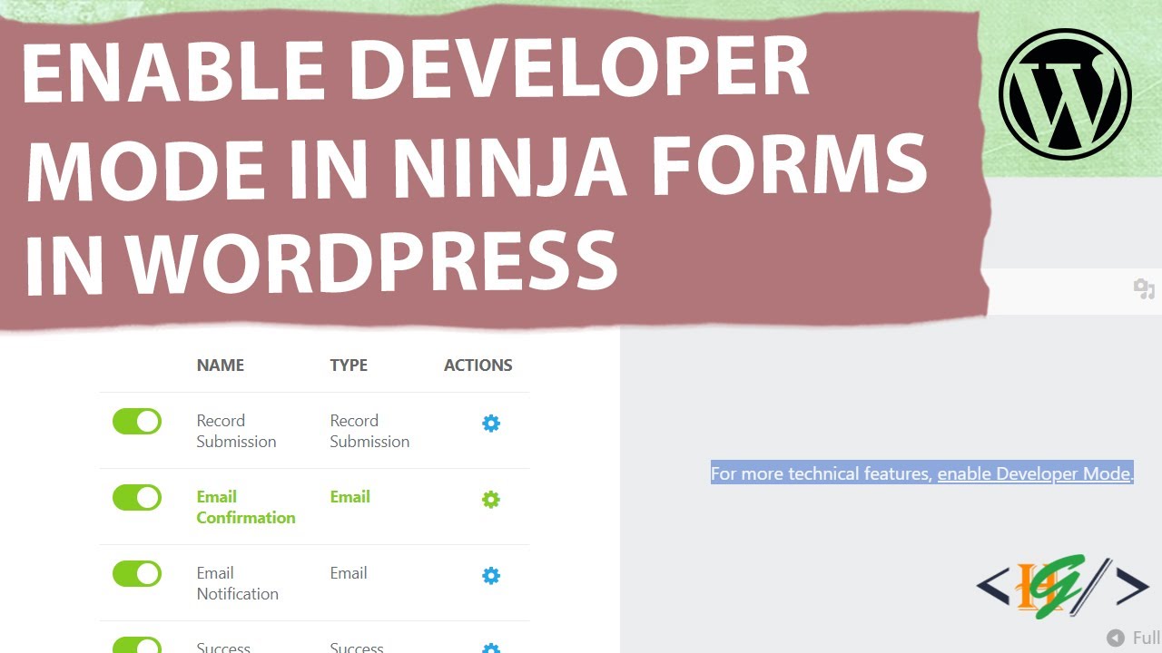 How to Enable Developer Mode in Ninja Forms in WordPress | Dev Mode ...