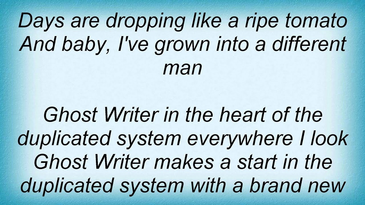 Ed Harcourt - Ghost Writer Lyrics - YouTube