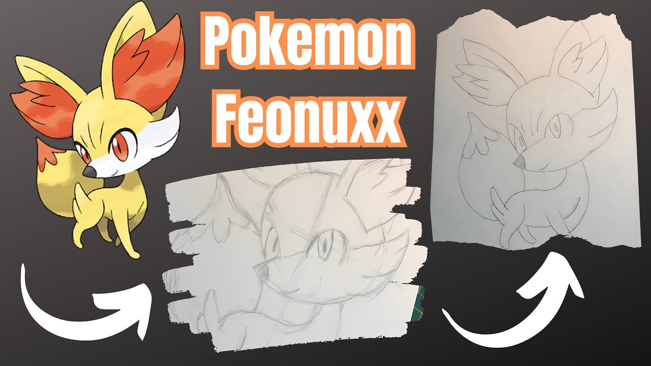 How To Draw Fennekin from Pokemon│Sketch to Outline Timelapse Drawing ...