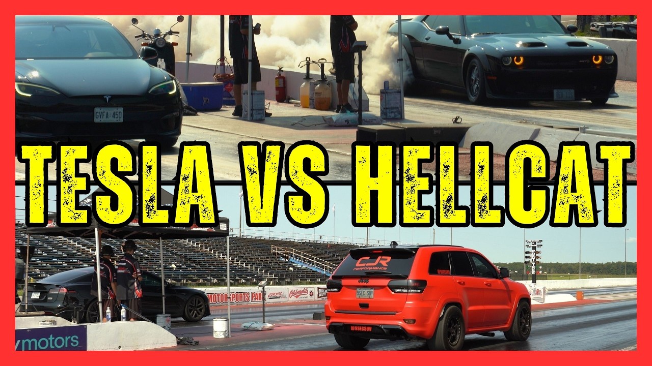 tesla vs hellcat drag race - YouTube