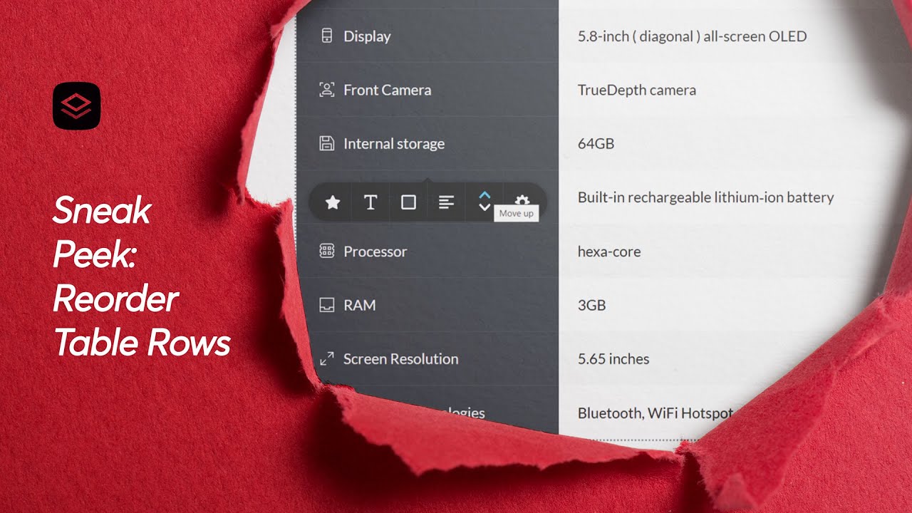 Sneak Peek: Re-order rows in the Table Element - YouTube