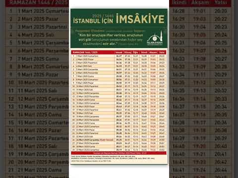 İstanbul 2025 Ramazan İmsakiyesi #imsakiye