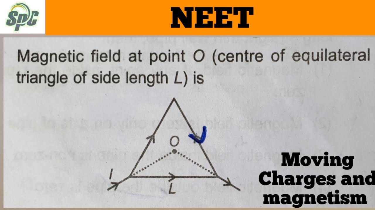 Magnetic field at point O ( centre of equilateral triangle of side ...