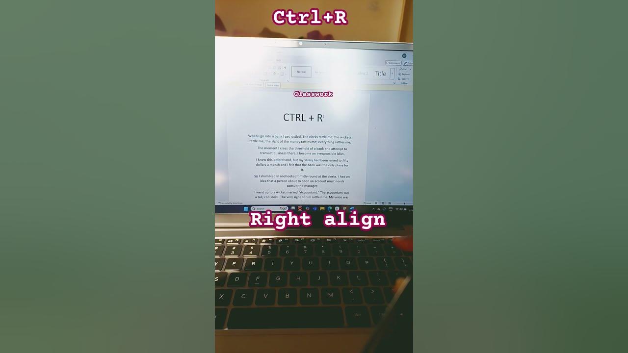 CTRL+R RIGHT ALIGN #computerknowledge #computerworld #shortcutkeys #exam #tricks #computertips ...