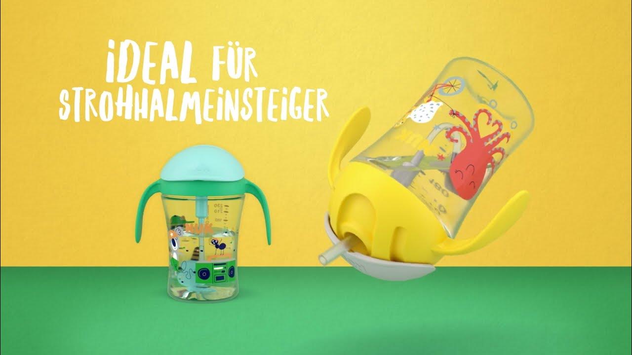 NUK Motion Cup 230ml mit weichem Strohhalm - bringt Bewegung ins Trinken lernen - YouTube