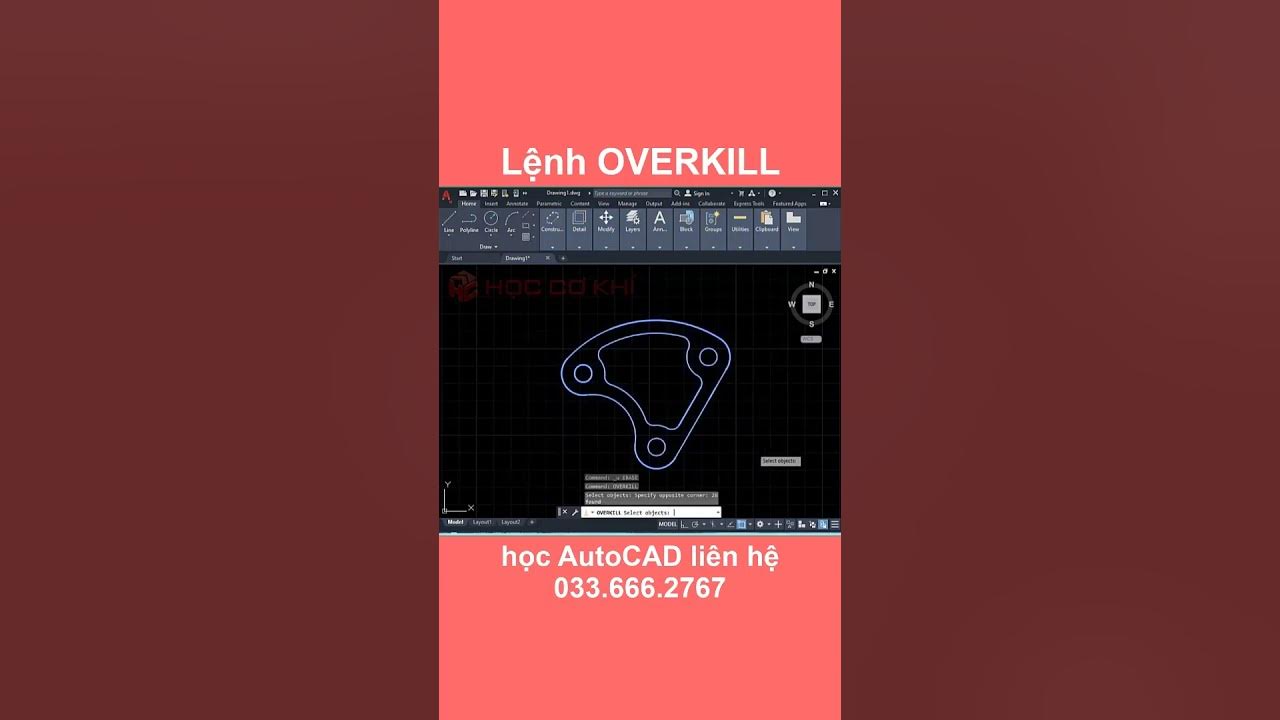 [hoccokhi] lệnh overkill trong autocad | xóa những đối tượng trùng #shorts - YouTube
