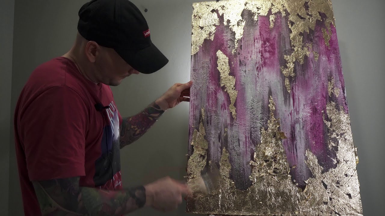 ABSTRACT PAINTING WITH GOLD LEAF / DIY - YouTube